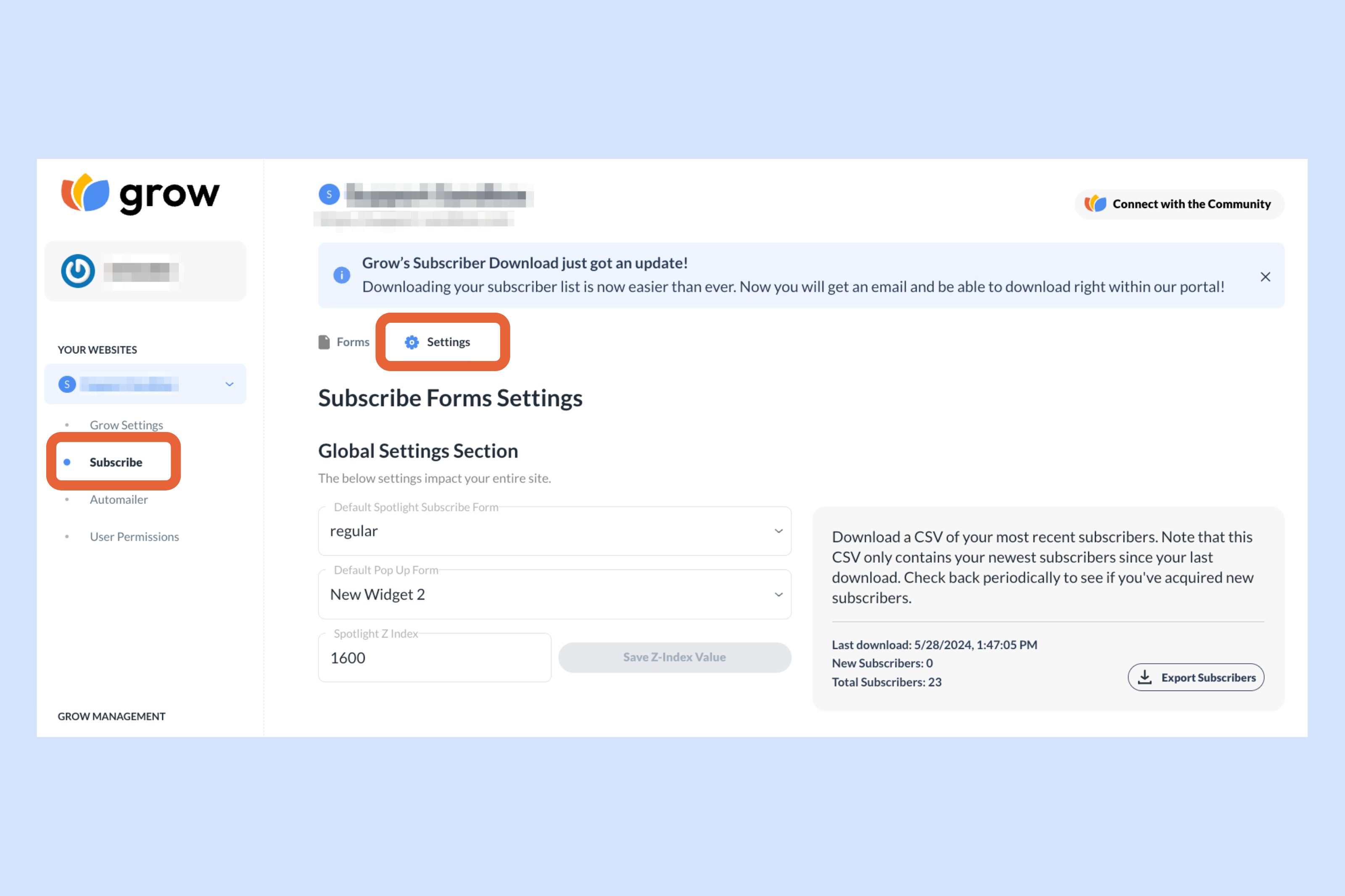 How to Change Your Default Subscribe Forms – Grow