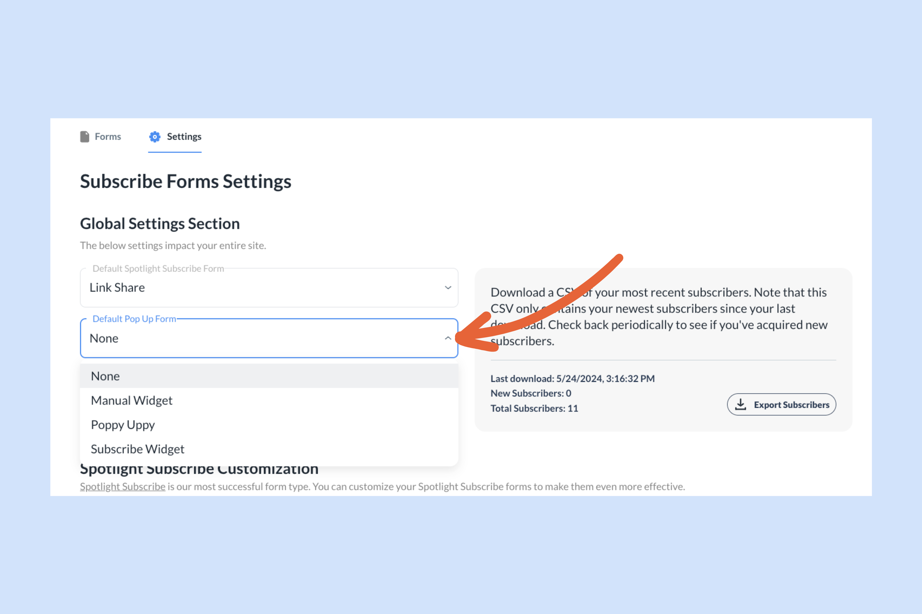 How to Change Your Default Subscribe Forms – Grow