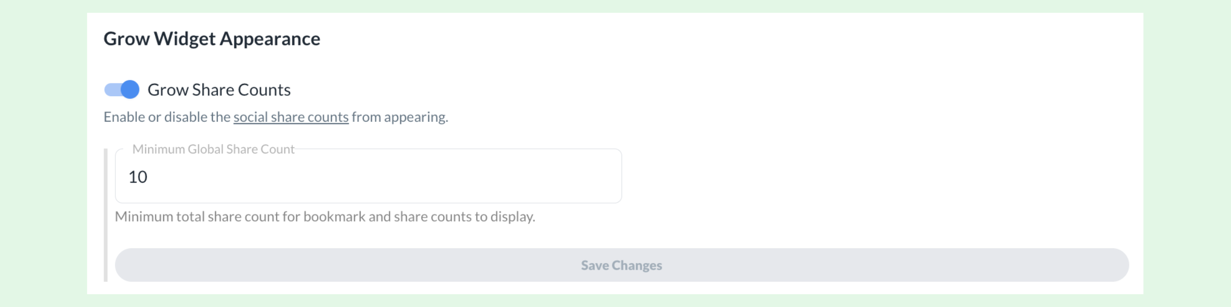 Share Settings – Grow