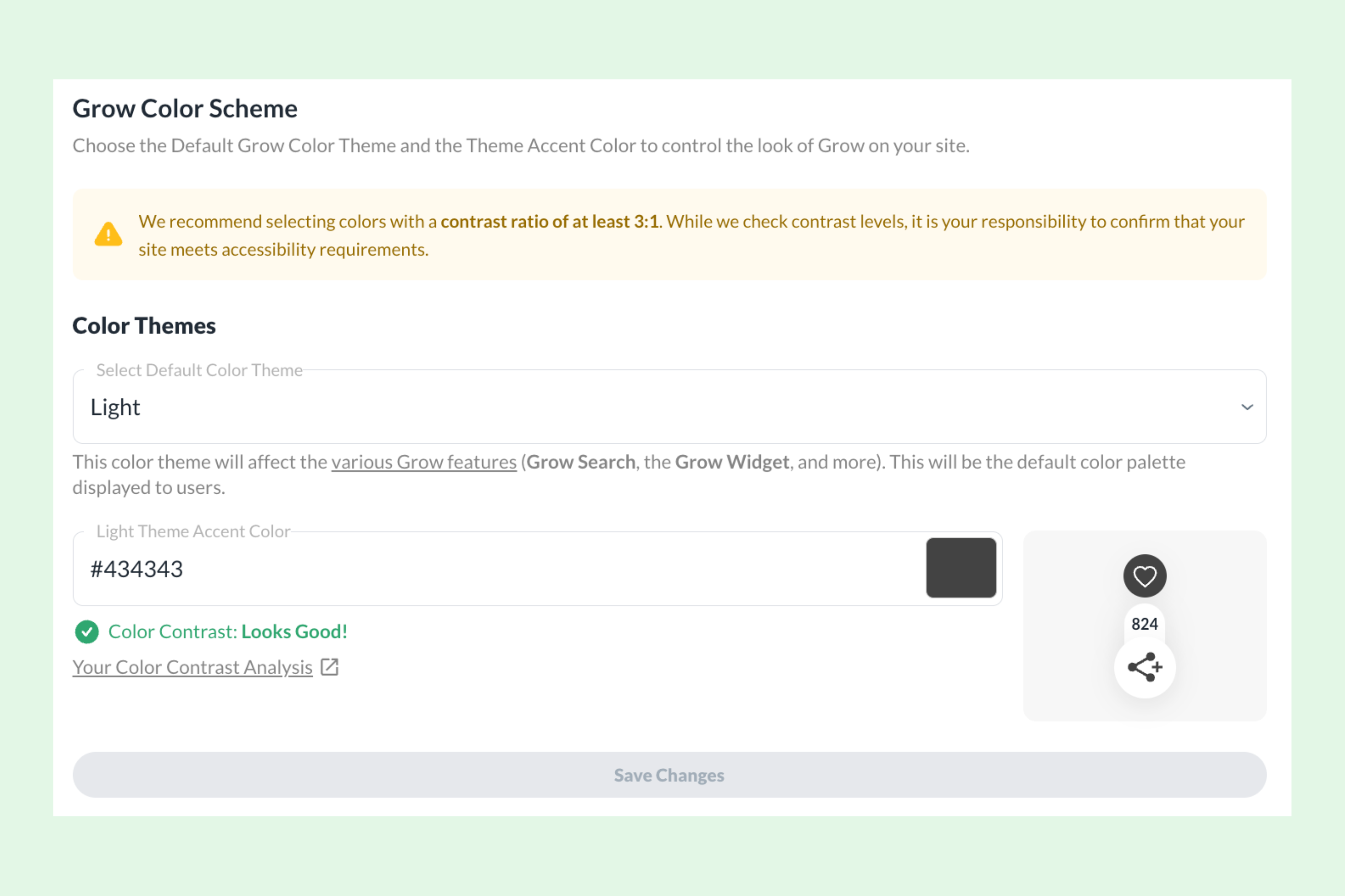 Appearance Settings – Grow