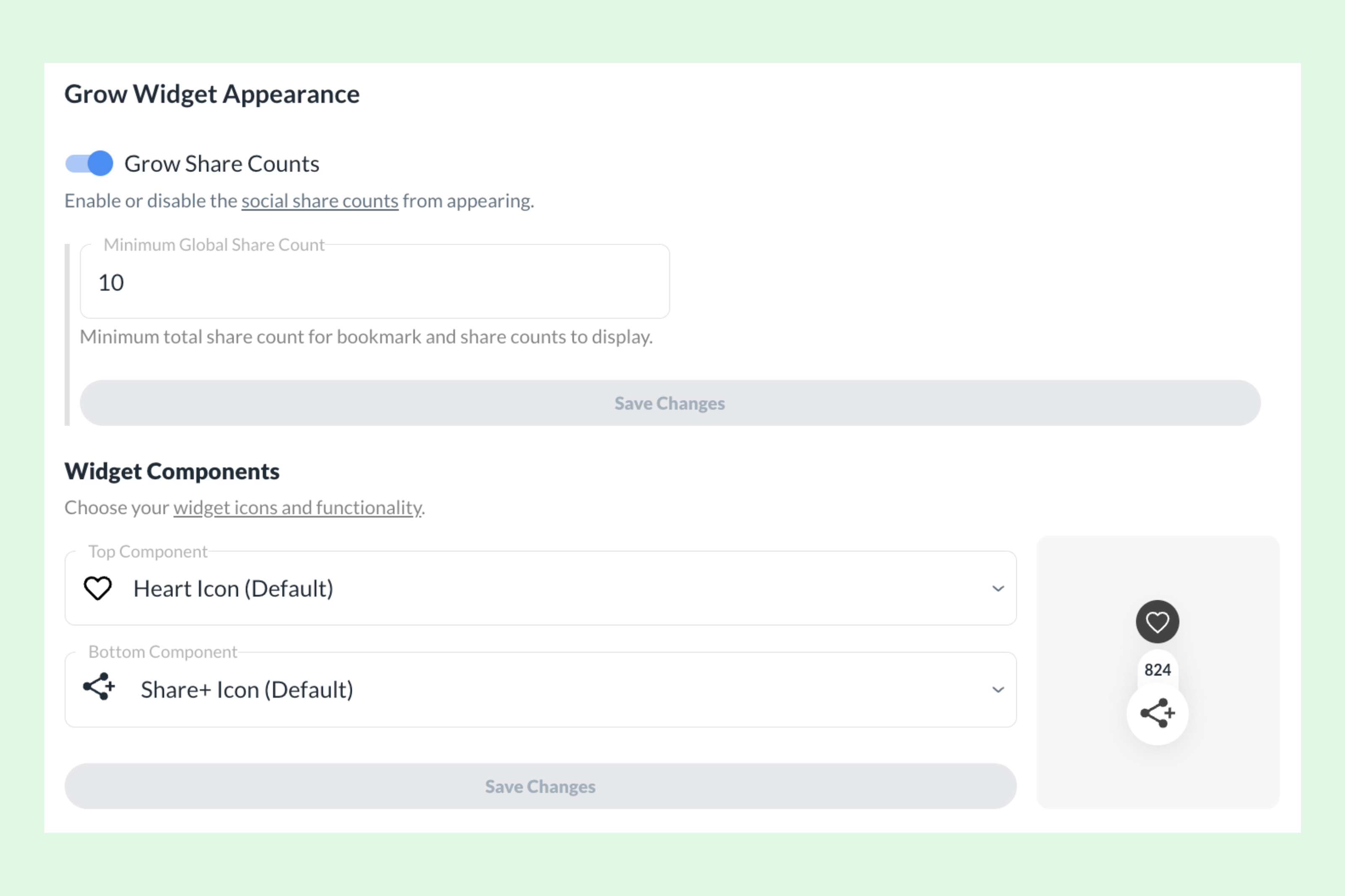 Appearance Settings – Grow